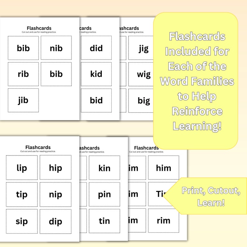 Printable Reading Worksheets CVC Short 'I' Word Family for Preschool ...