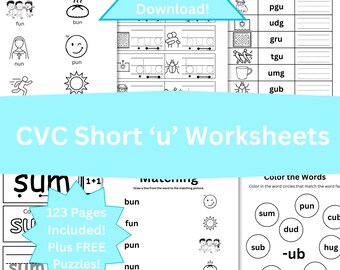 Printable Reading Worksheets CVC Short 'E' Word Family for Preschool ...