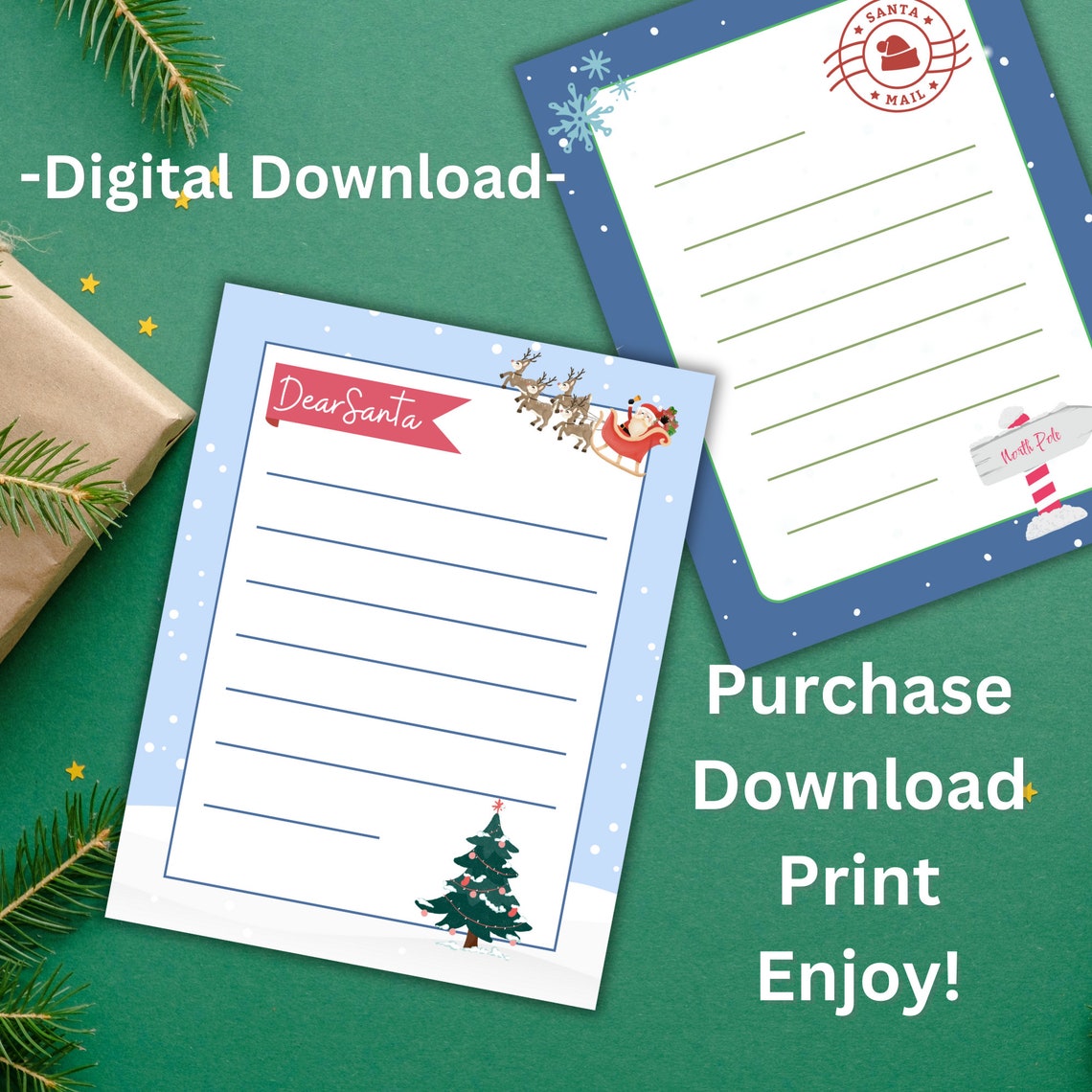 Printable Santa Letter Digital Download for Kids Christmas - Etsy