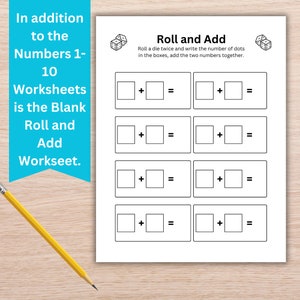 Printable Roll and Add Addition Worksheets for Math Digital Download ...