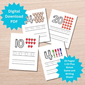 Printable Number Tracing Worksheets 1-20 Kindergarten and Preschool ...