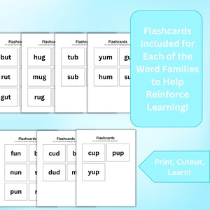 Printable Reading Worksheets CVC Short 'U' Word Family for Preschool ...