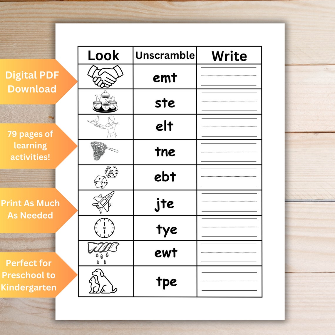 Printable Reading Worksheets CVC Short 'E' Word Family for Preschool ...