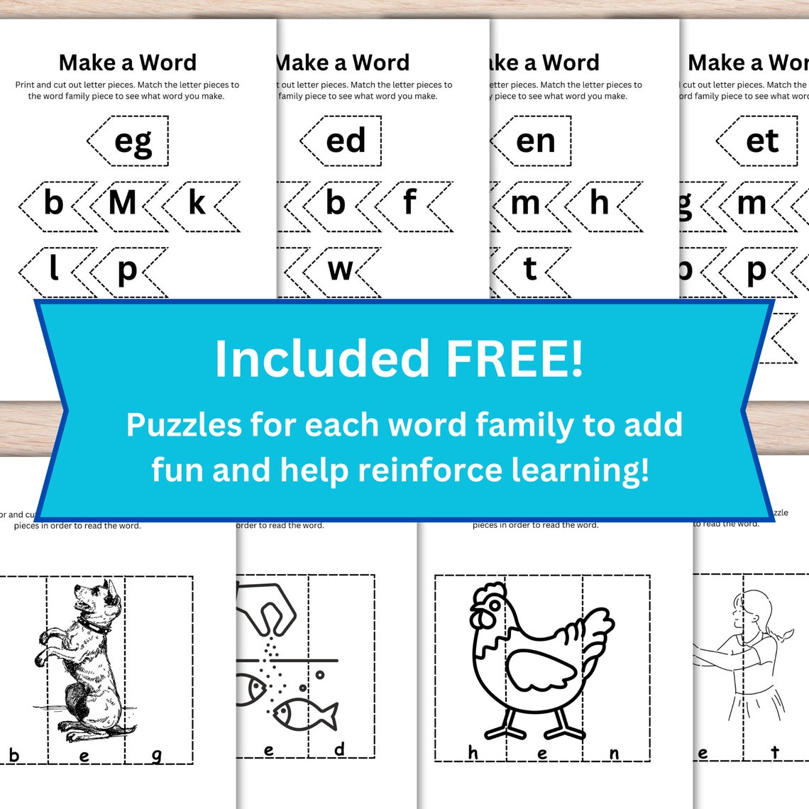Printable Reading Worksheets CVC Short 'E' Word Family for Preschool ...