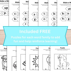 Printable Reading Worksheets CVC Short 'U' Word Family for Preschool ...