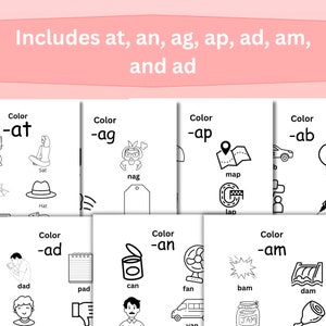 Printable Reading Worksheets CVC Short 'A' Word Family for Preschool ...