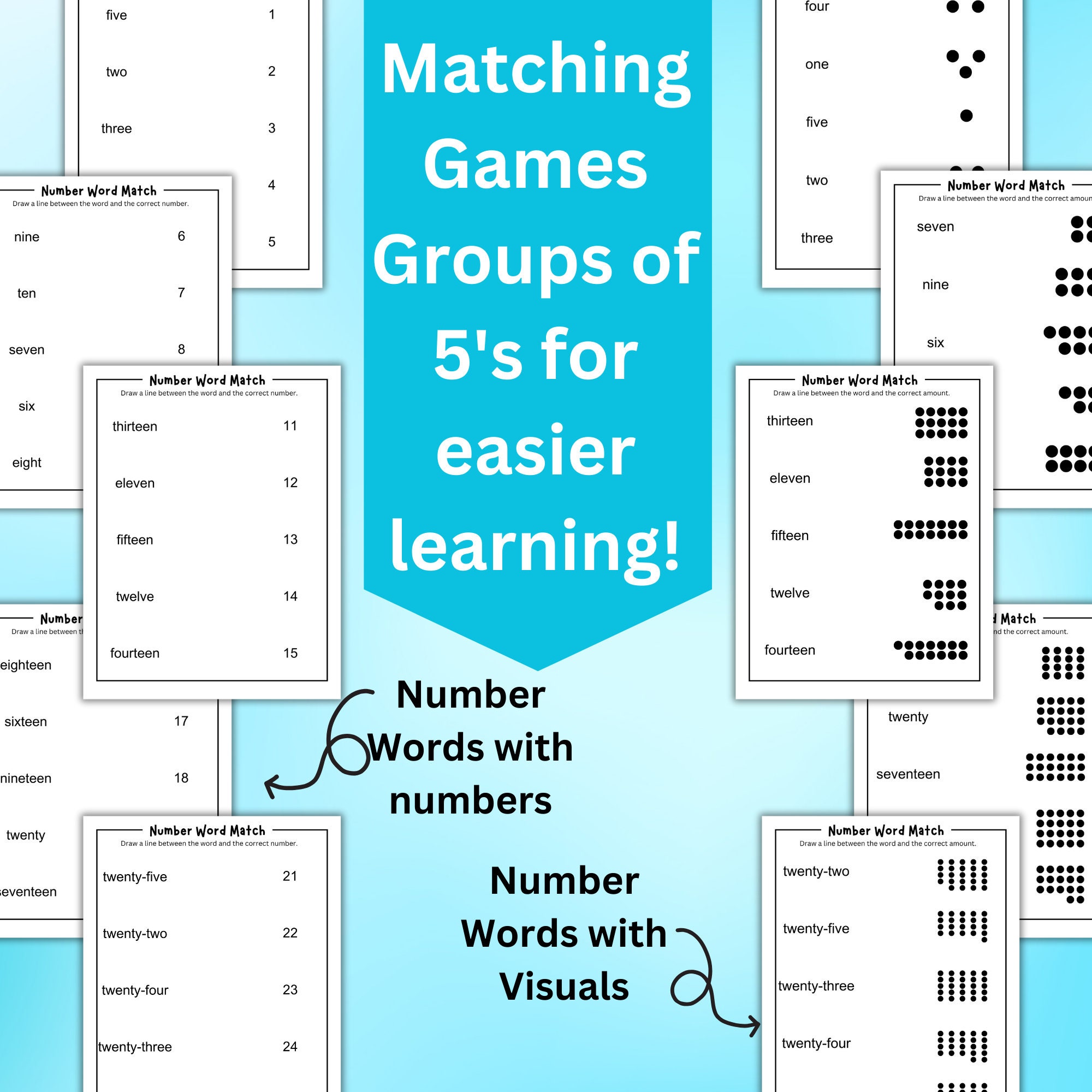 Printable Number Words Worksheets Number Sight Words for 1-25 Math ...