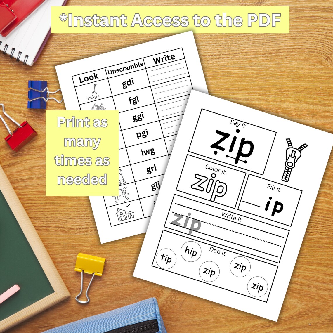 Printable Reading Worksheets CVC Short 'I' Word Family for Preschool ...