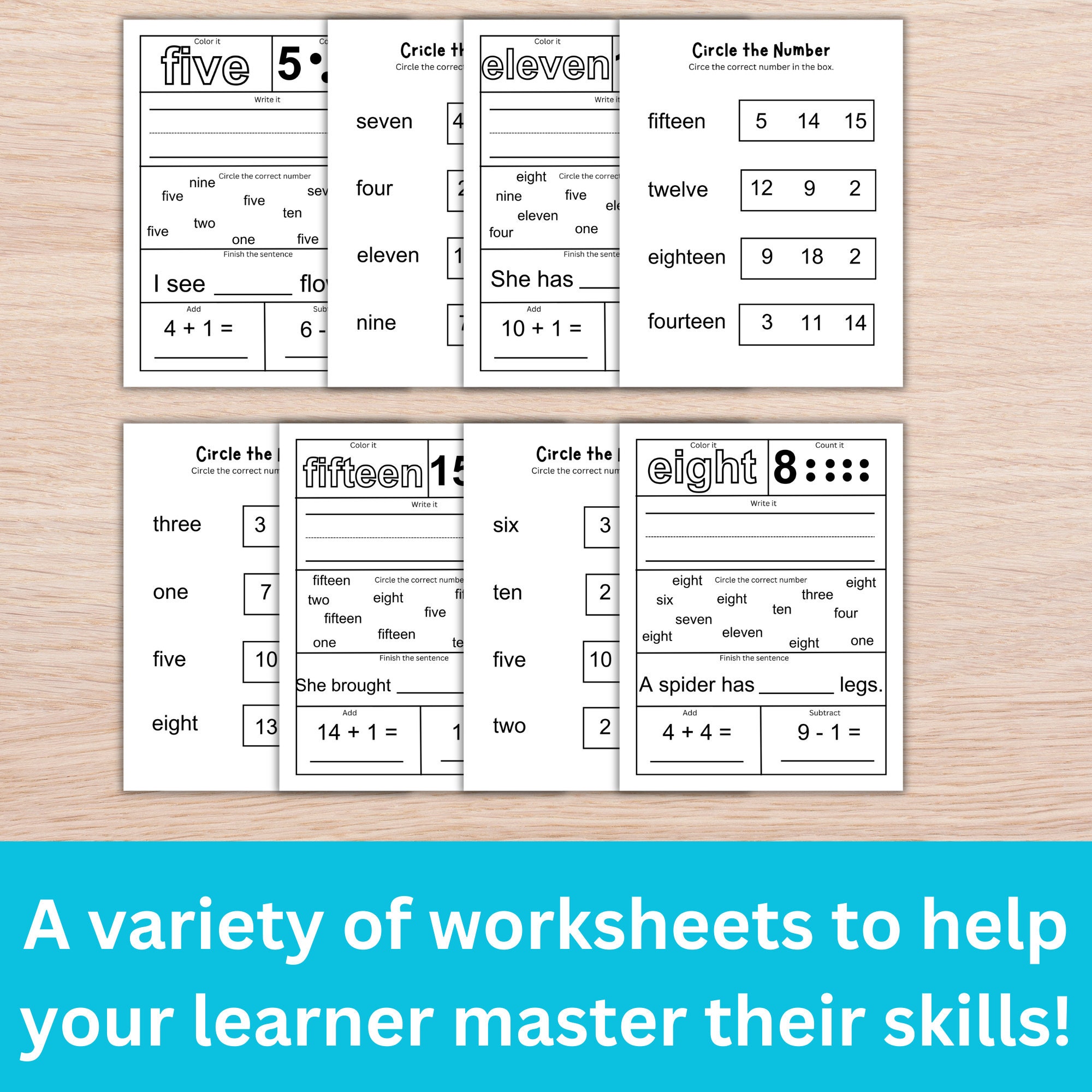 Printable Number Words Worksheets Number Sight Words for 1-25 Math ...