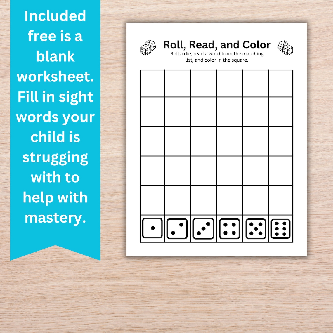 Printable Roll and Read Sight Word Worksheets Learning to Read ...
