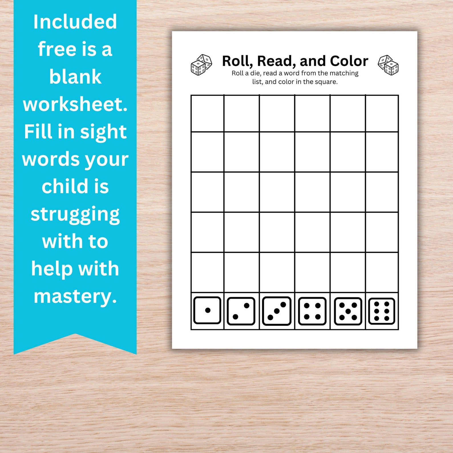 Printable Roll and Read Sight Word Worksheets Learning to Read ...