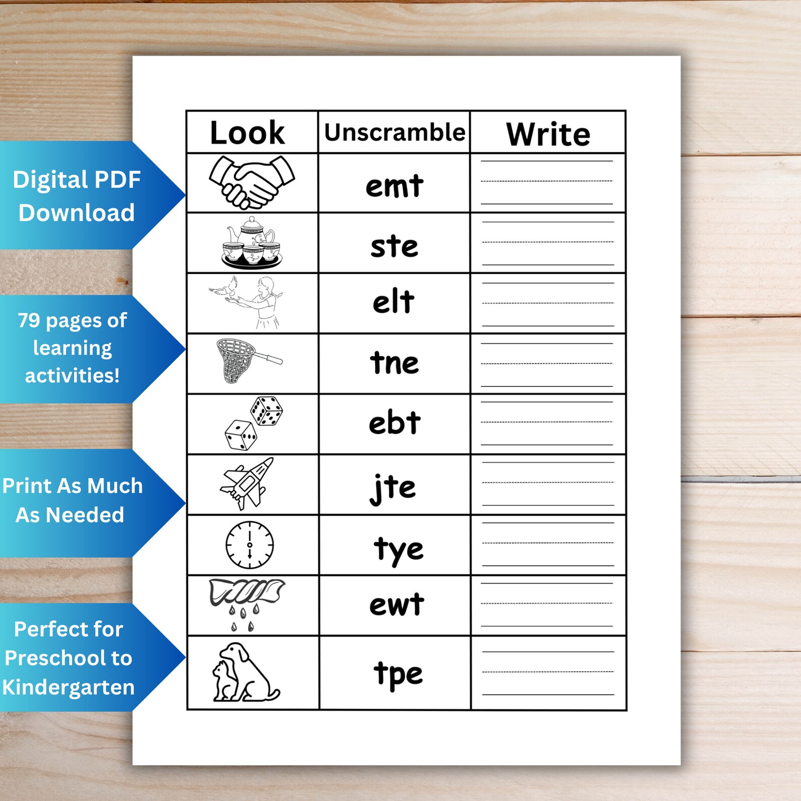 Printable Reading Worksheets CVC Short 'E' Word Family for Preschool ...