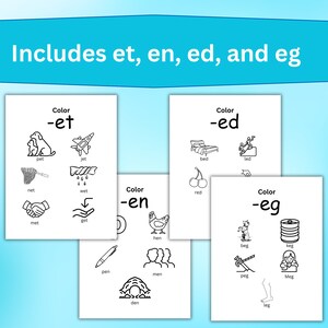 Printable Reading Worksheets CVC Short 'E' Word Family for Preschool ...