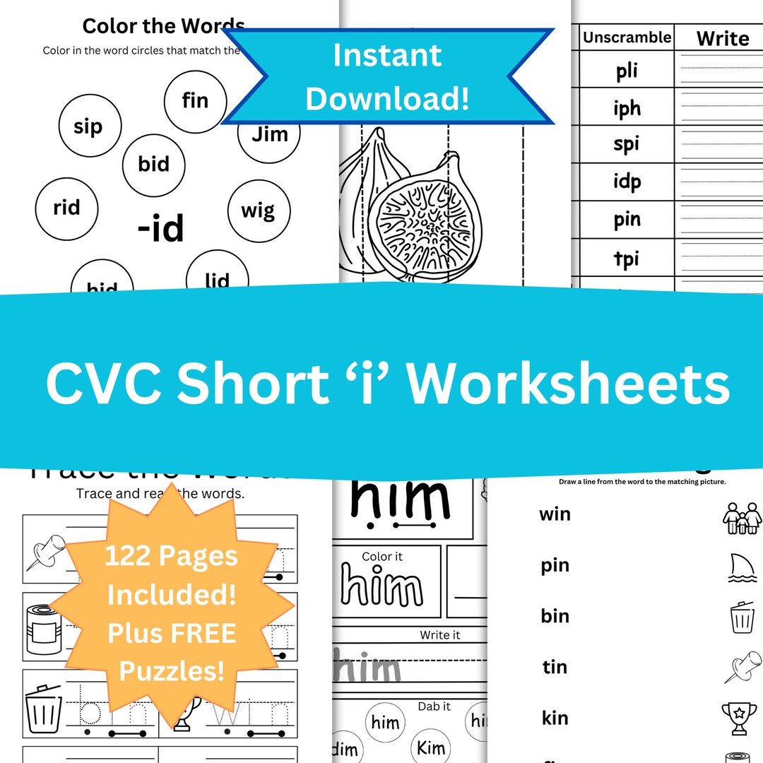 Printable Reading Worksheets CVC Short I Word Family Worksheets ...