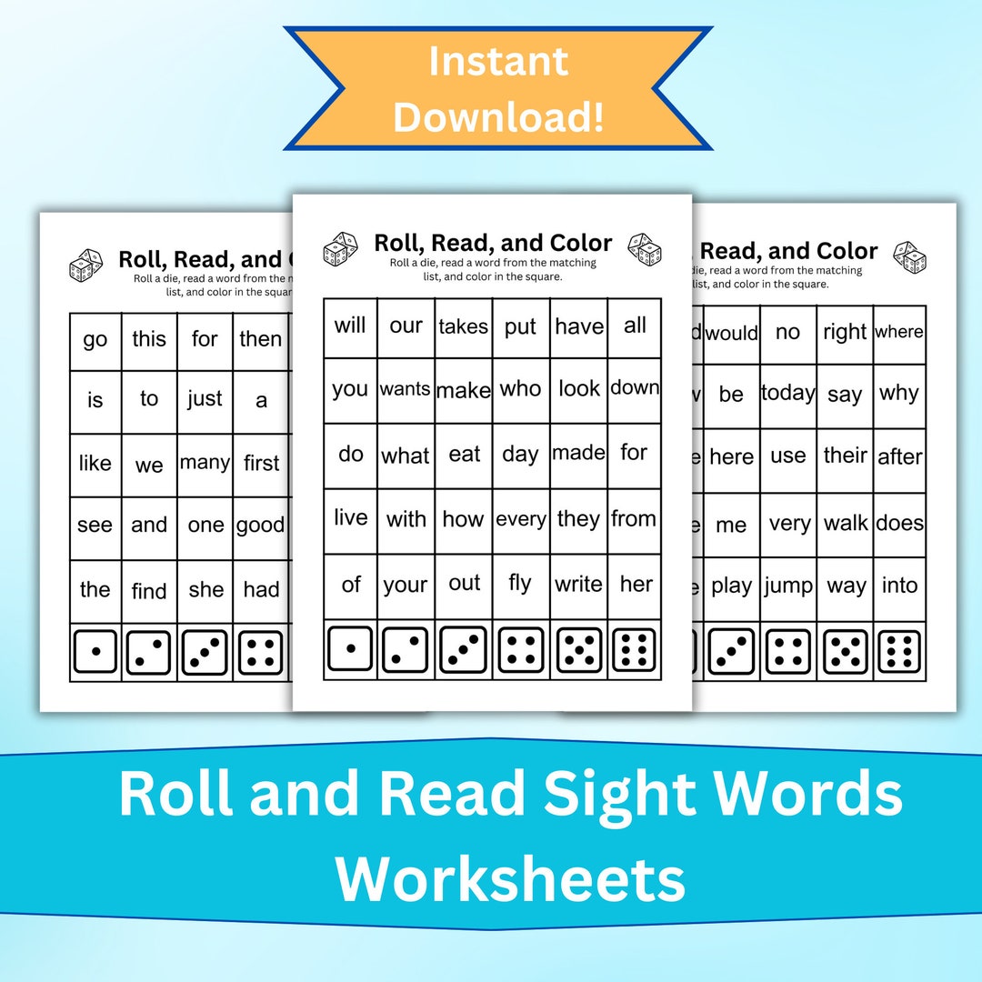 Printable Roll and Read Sight Word Worksheets Learning to Read ...