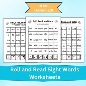 Printable Roll and Read Sight Word Worksheets Learning to Read ...