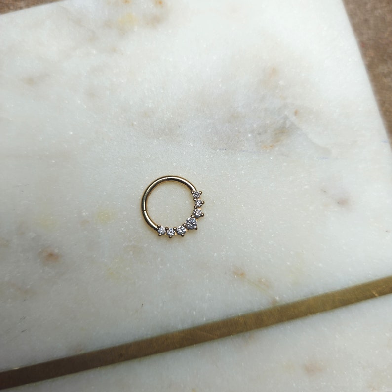 Stunning 14k Gold Gradual Diamond / Gemstone Nose Ring - Daith ...