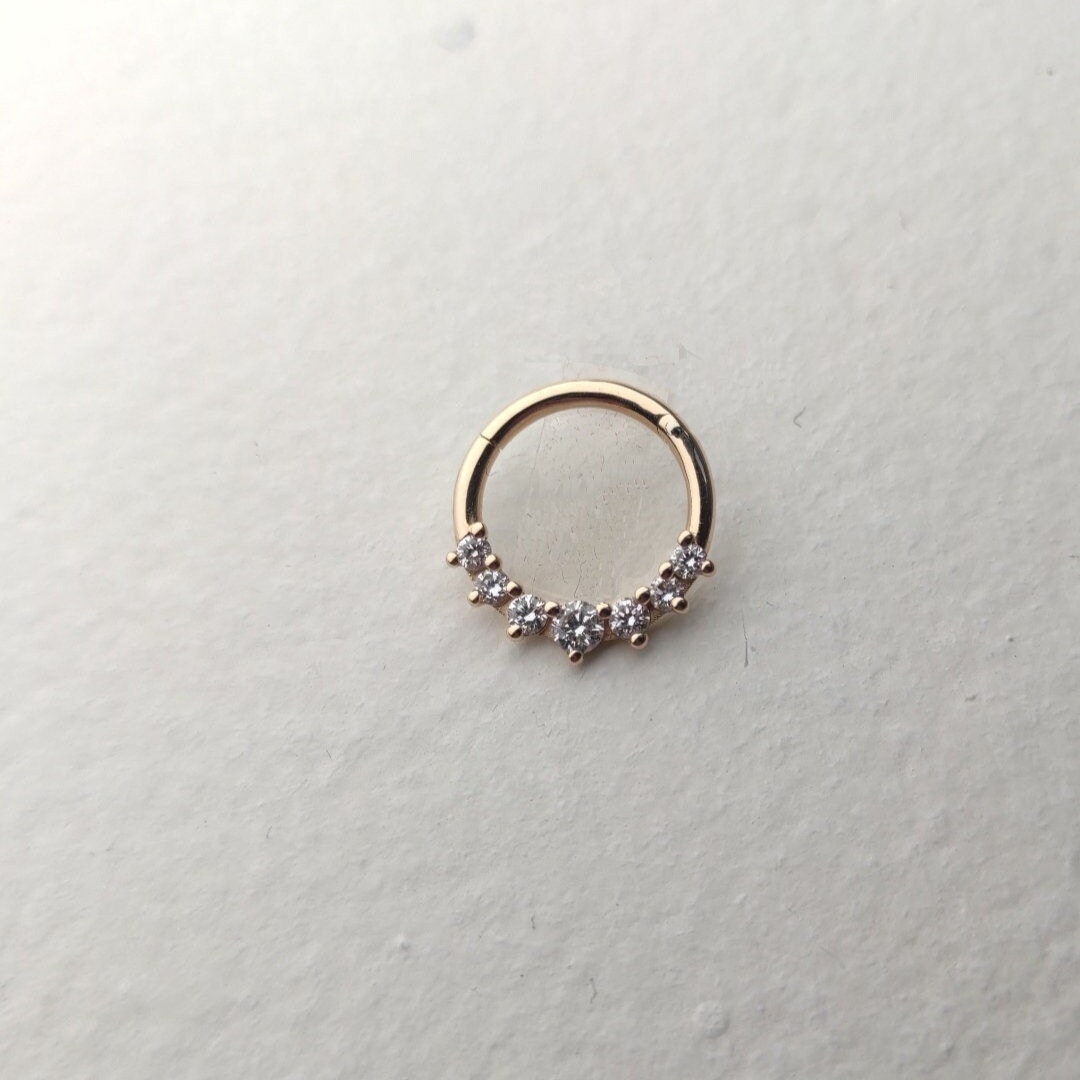 Stunning 14k Gold Gradual Diamond / Gemstone Nose Ring - Daith ...
