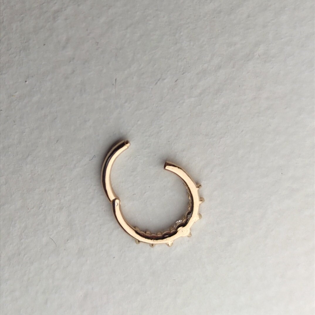 Stunning 14k Gold Gradual Diamond / Gemstone Nose Ring Daith Piercings ...