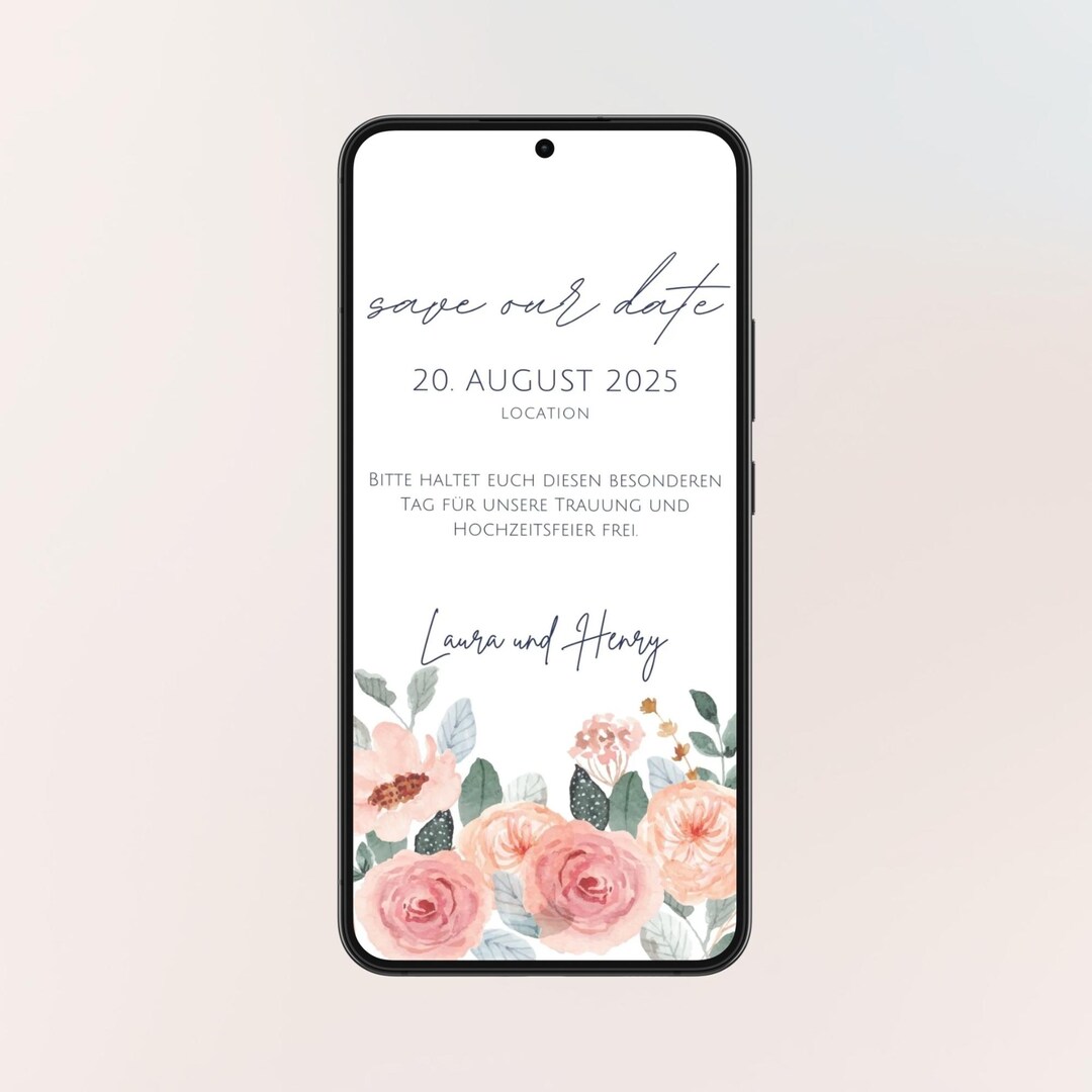 Floral Digital Save the Date Card for Wedding With Wildflowers in ...