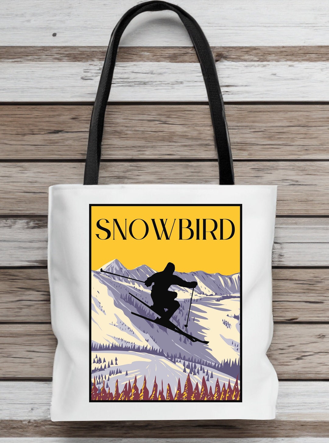 Snowbird Utah Ski Resort Mountain Reusable Tote Bag, Winter Vacation ...