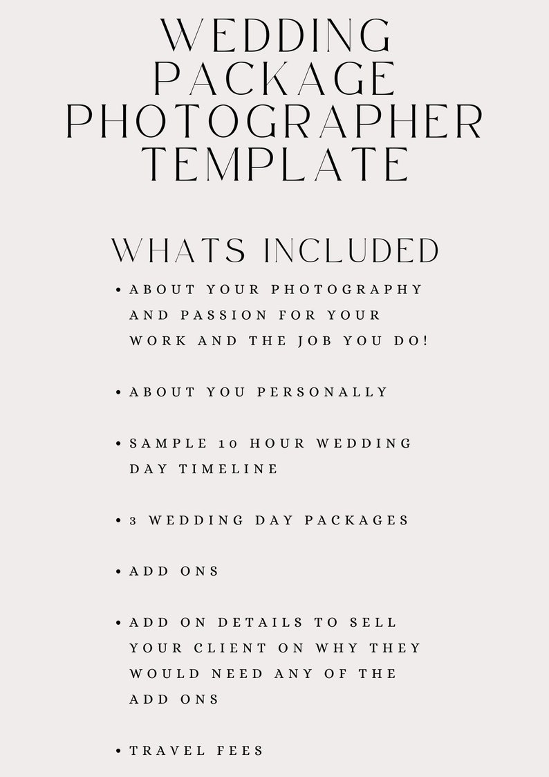 Wedding Photographer Pricing Guide Template Incl. 10 Hr Sample Timeline ...