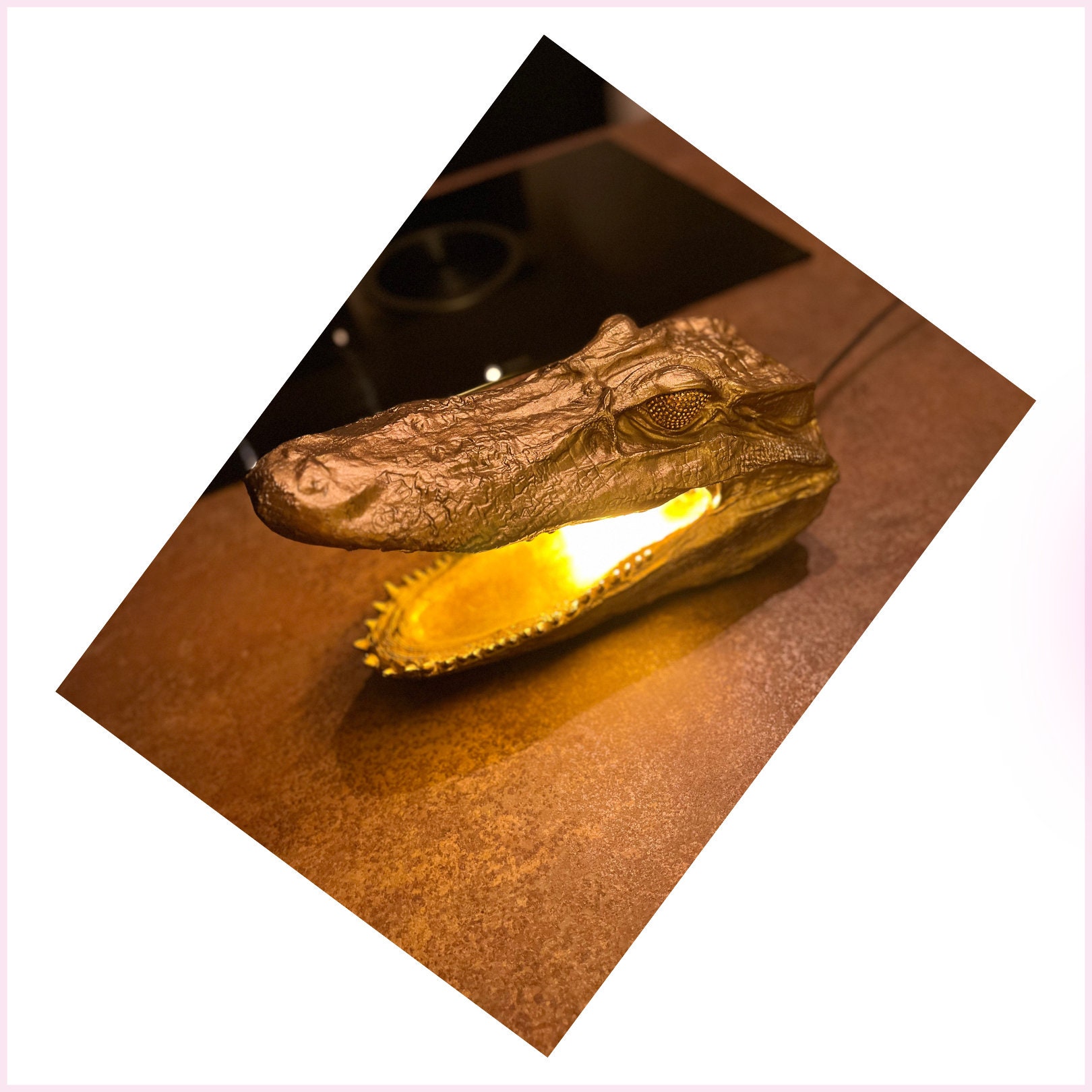 Golden Alligator Lamp With Golden Eyes Made With Rhinestones ...