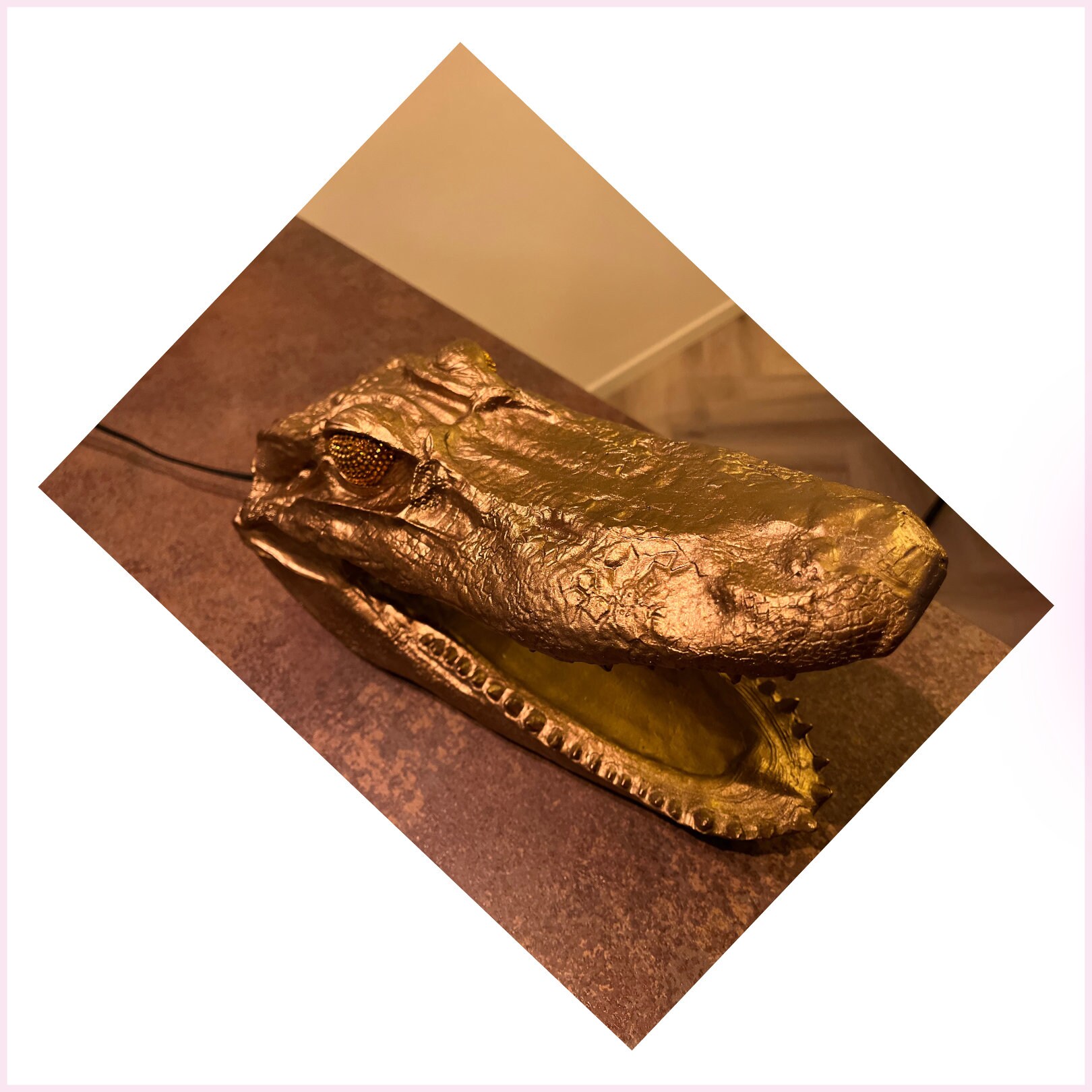 Golden Alligator Lamp With Golden Eyes Made With Rhinestones ...