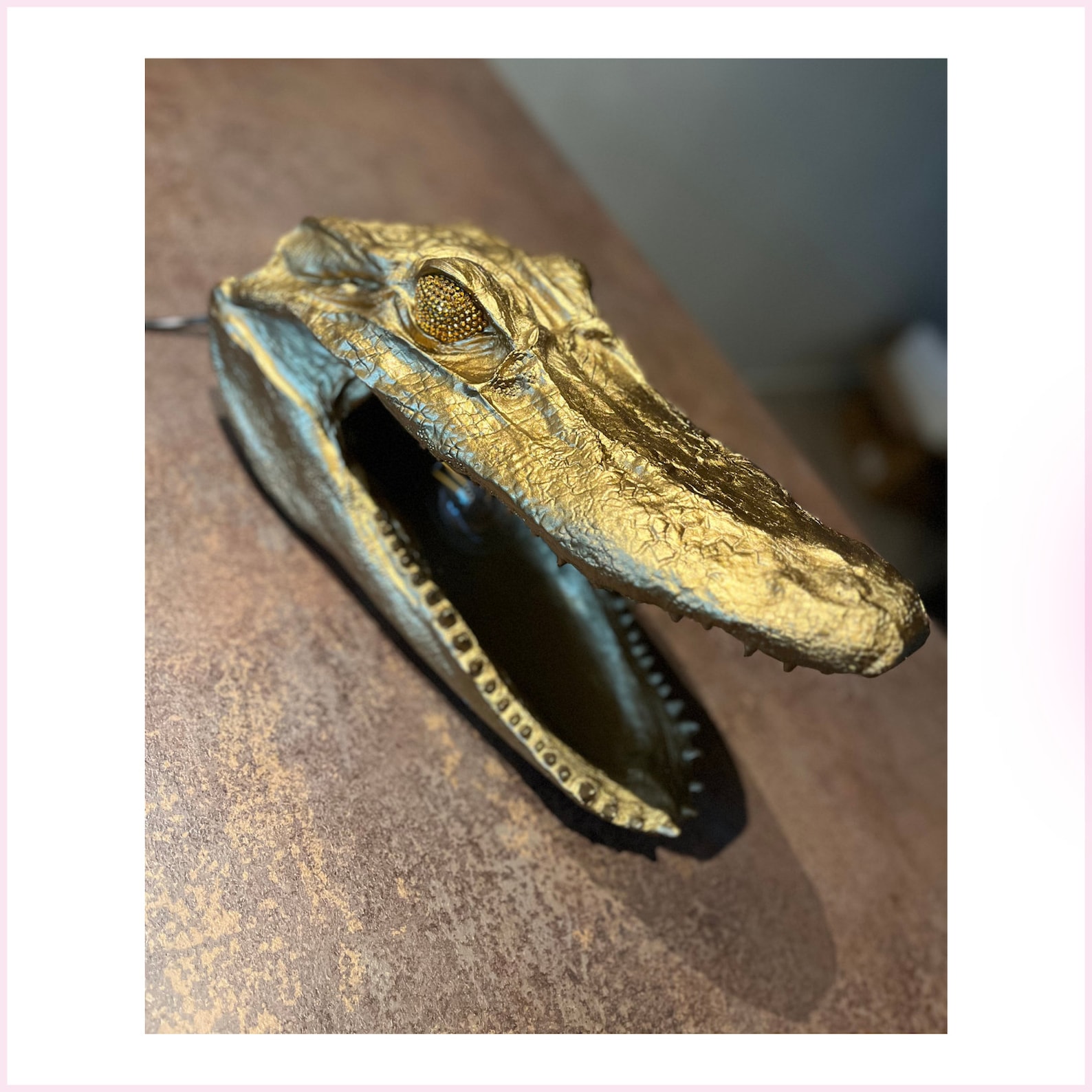 Golden Alligator Lamp With Golden Eyes Made With Rhinestones ...