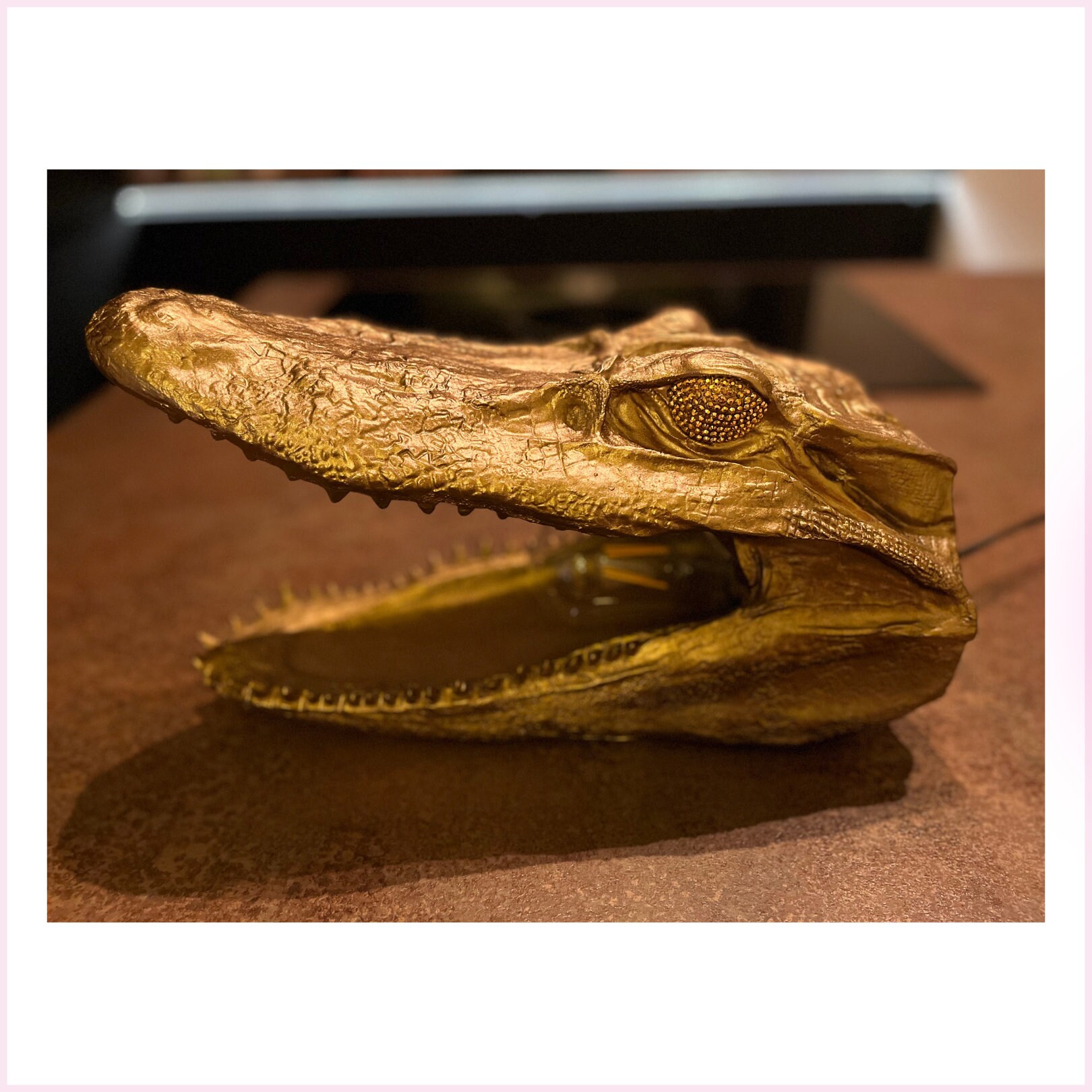 Golden Alligator Lamp With Golden Eyes Made With Rhinestones ...