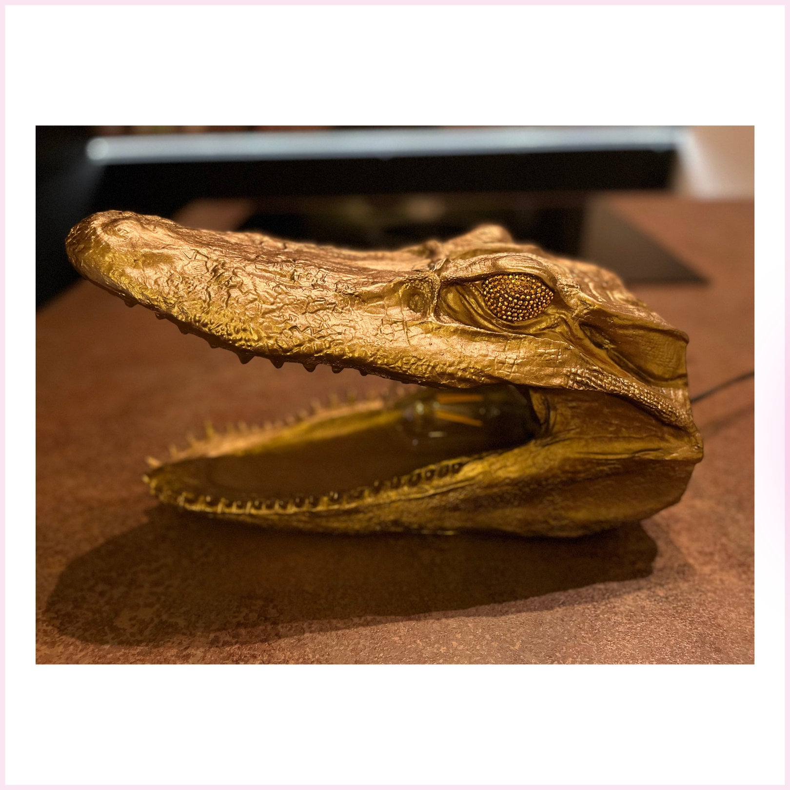 Golden Alligator Lamp With Golden Eyes Made With Rhinestones ...