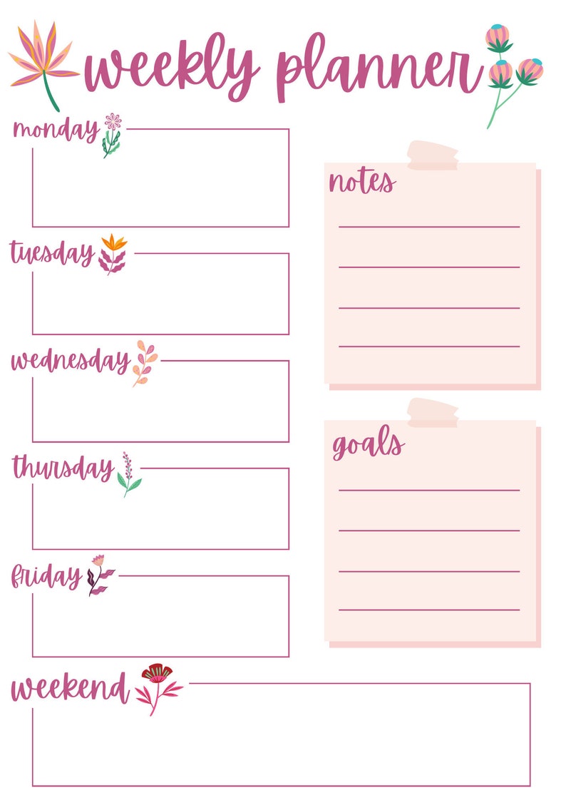 Floral Weekly Planner - Etsy