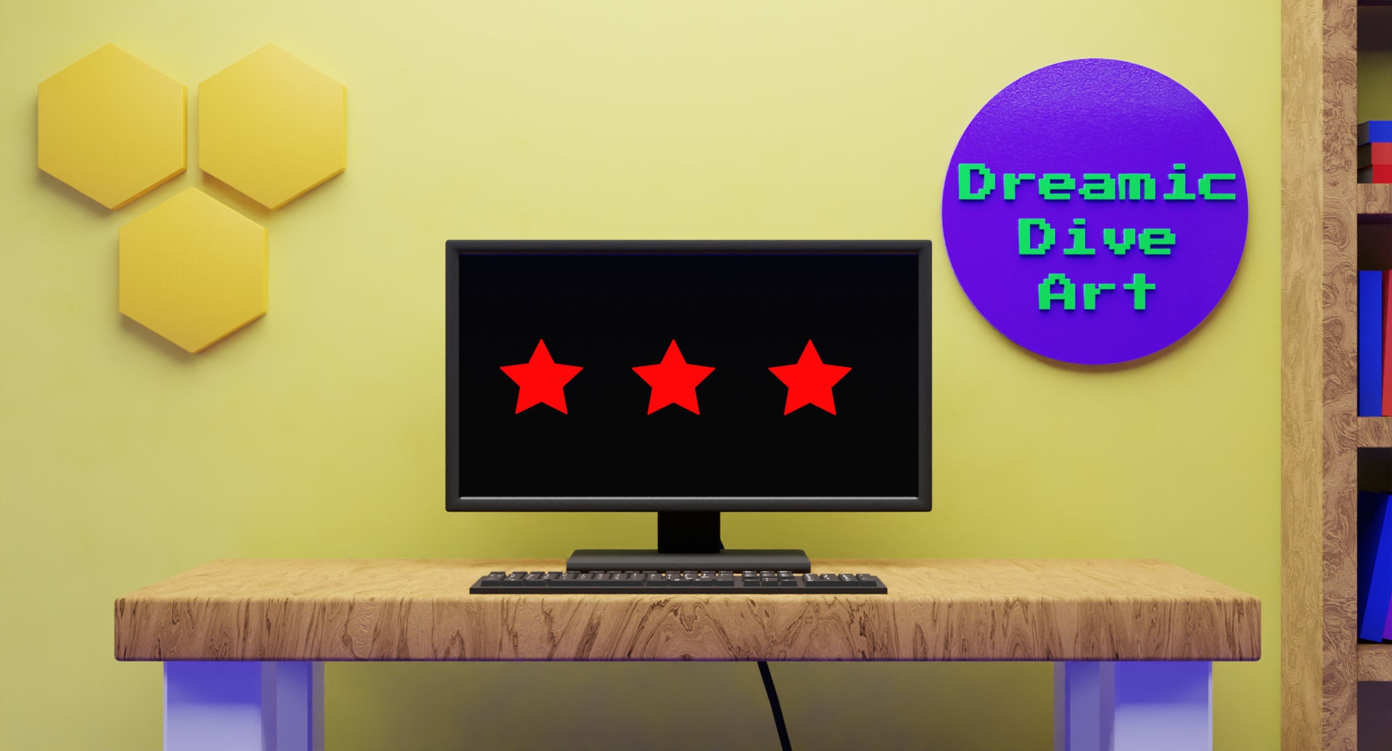 3 Stars | Computer Wallpaper Art | Set of 3 | Original Artwork ...