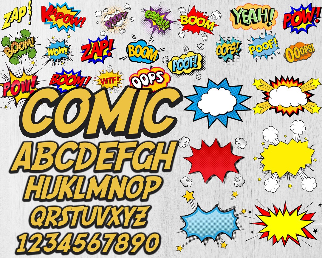 Instant Download Comic PNG Bundle, Comic PNG and Clipart, Comic ...