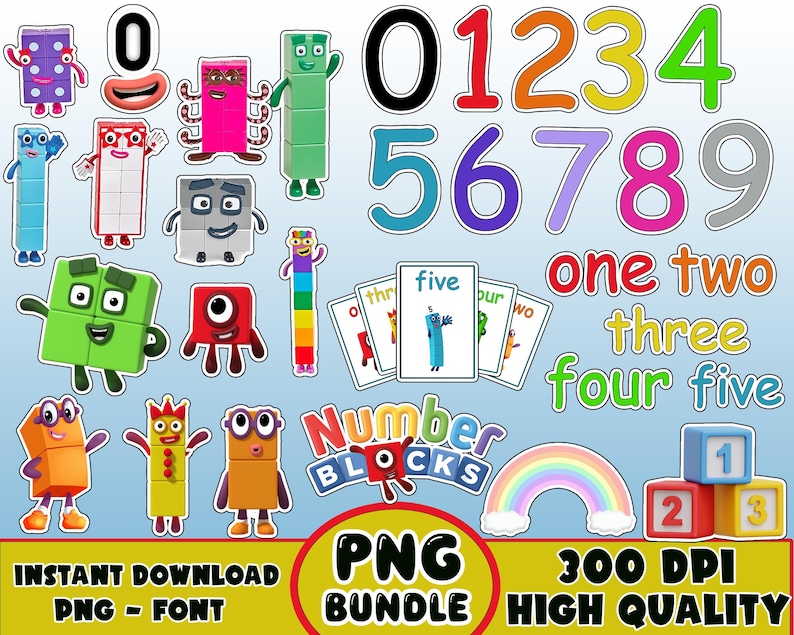 Instant Download Number Blocks PNG Bundle - Digital File - Etsy