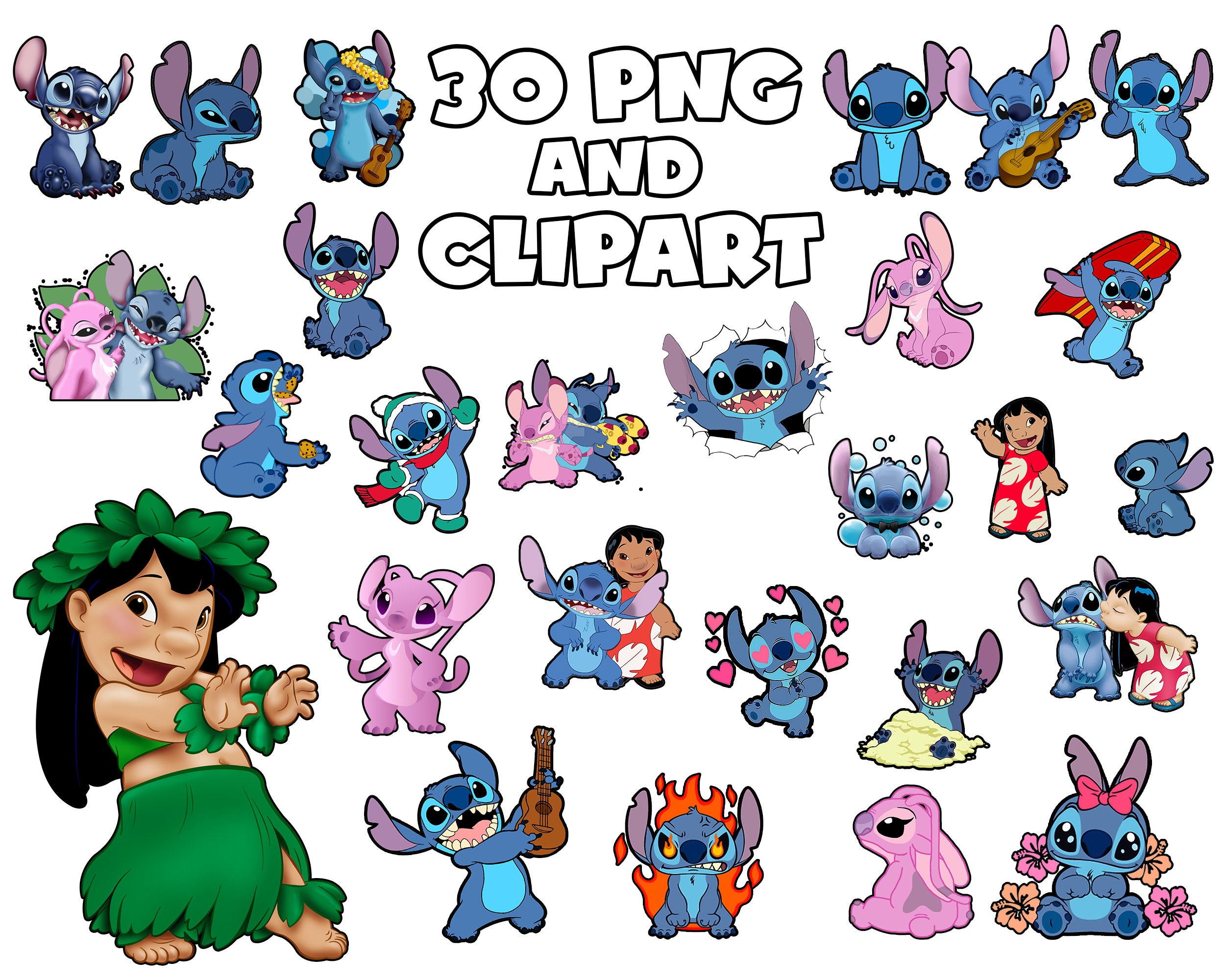 Instant Download Lilo and Stitch Birthday PNG and Clipart Digital File ...
