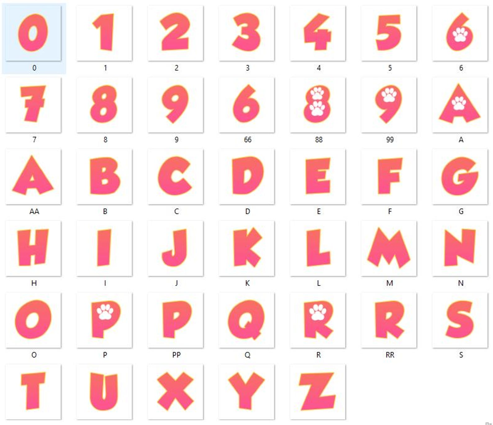 Paw Print Alphabet PNG: Birthday Font (digital File) - Etsy
