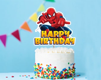 Printable Spiderman 6th Birthday Cake Topper Digital Download Ready to Print and Handcut Instant ...