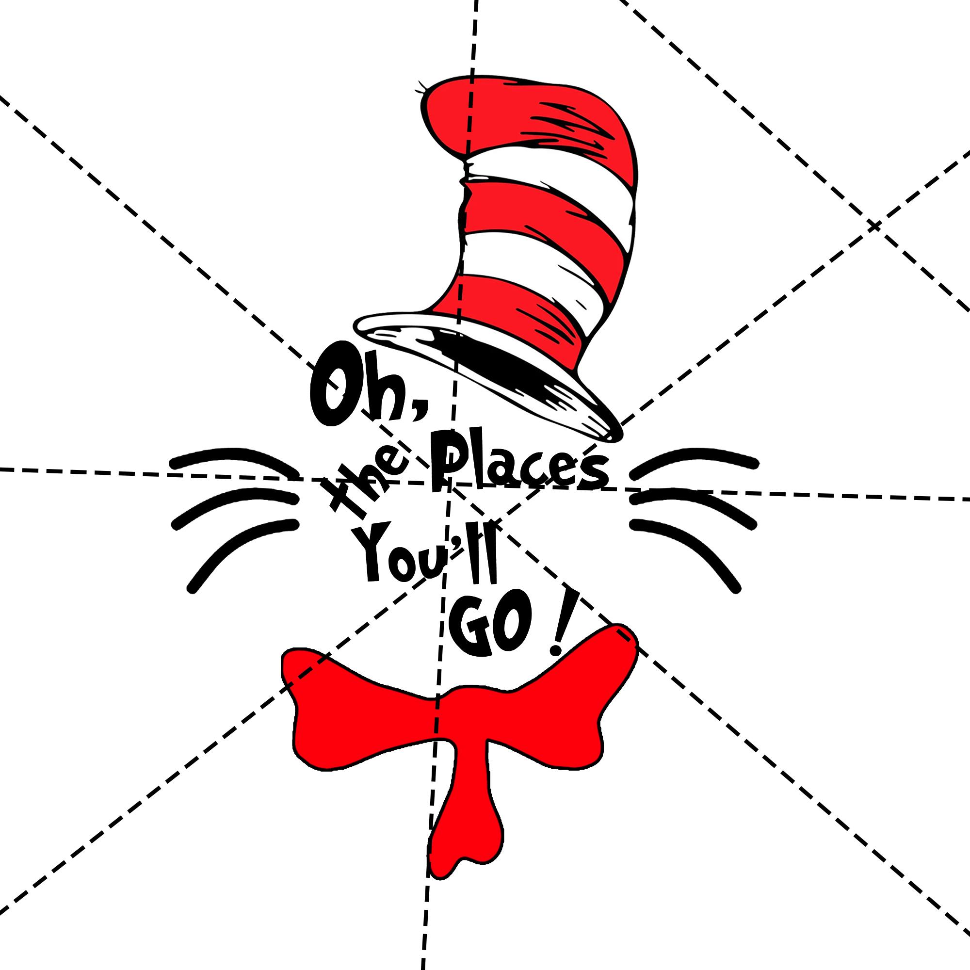Dr. Seuss 'oh the Places' SVG PNG: Birthday T-shirt Design (digital ...