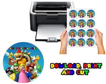 Super Mario Personalized Birthday Sticker- Digital Download - Etsy