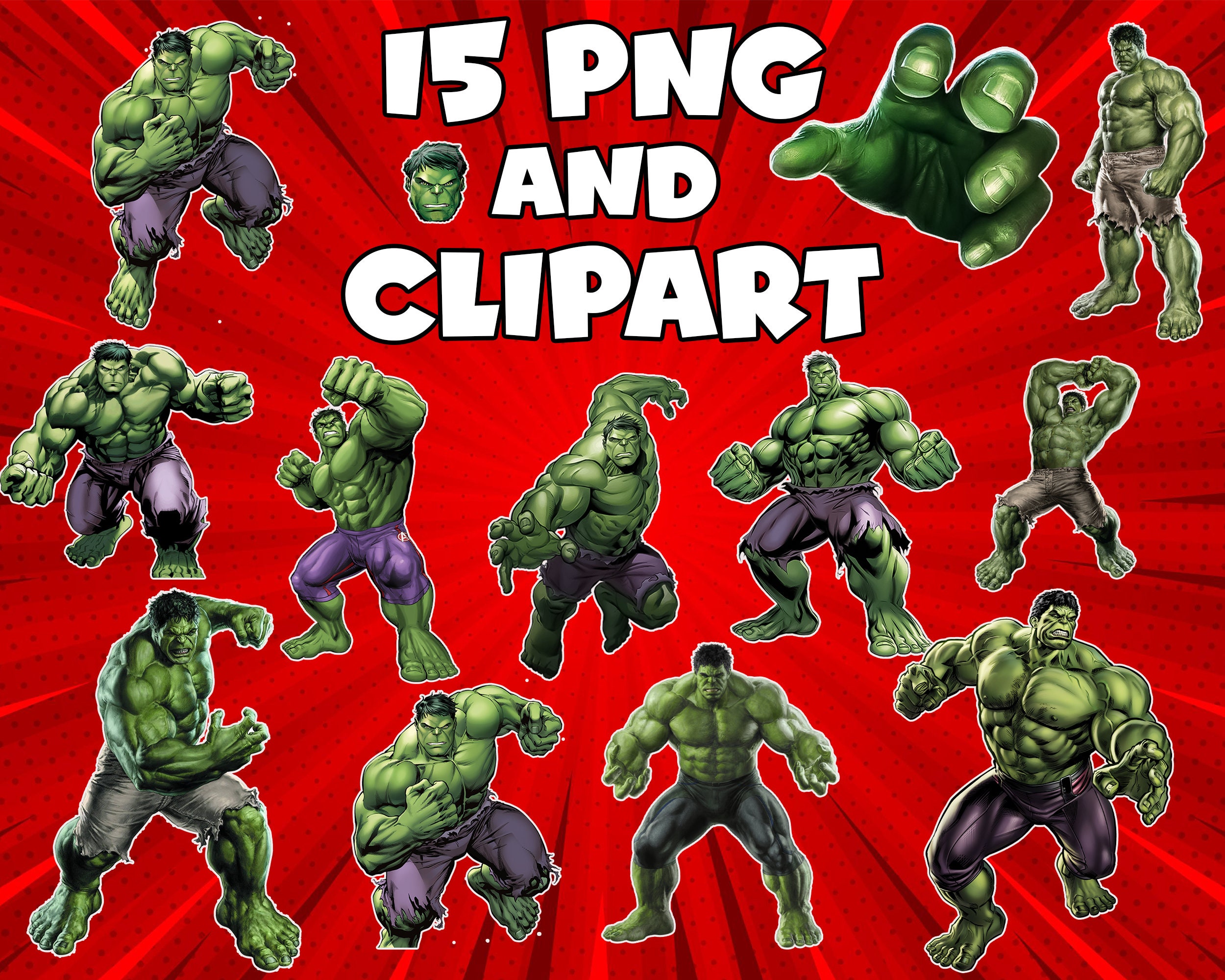 Instant Download Hulk Birthday PNG and Clipart Digital File - Etsy