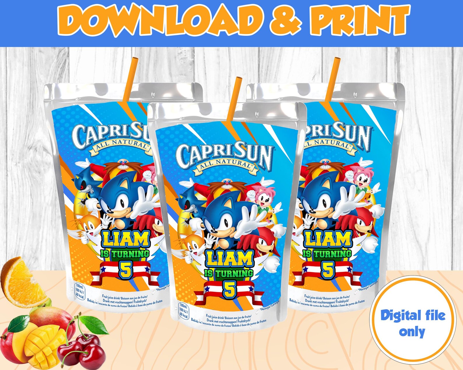 Custom Sonic Juice Box Wrappers: Personalized Party Favor (digital ...