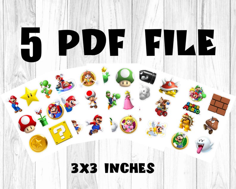 Super Mario Instant Download Birthday PNG and Clipart - Digital File - Etsy