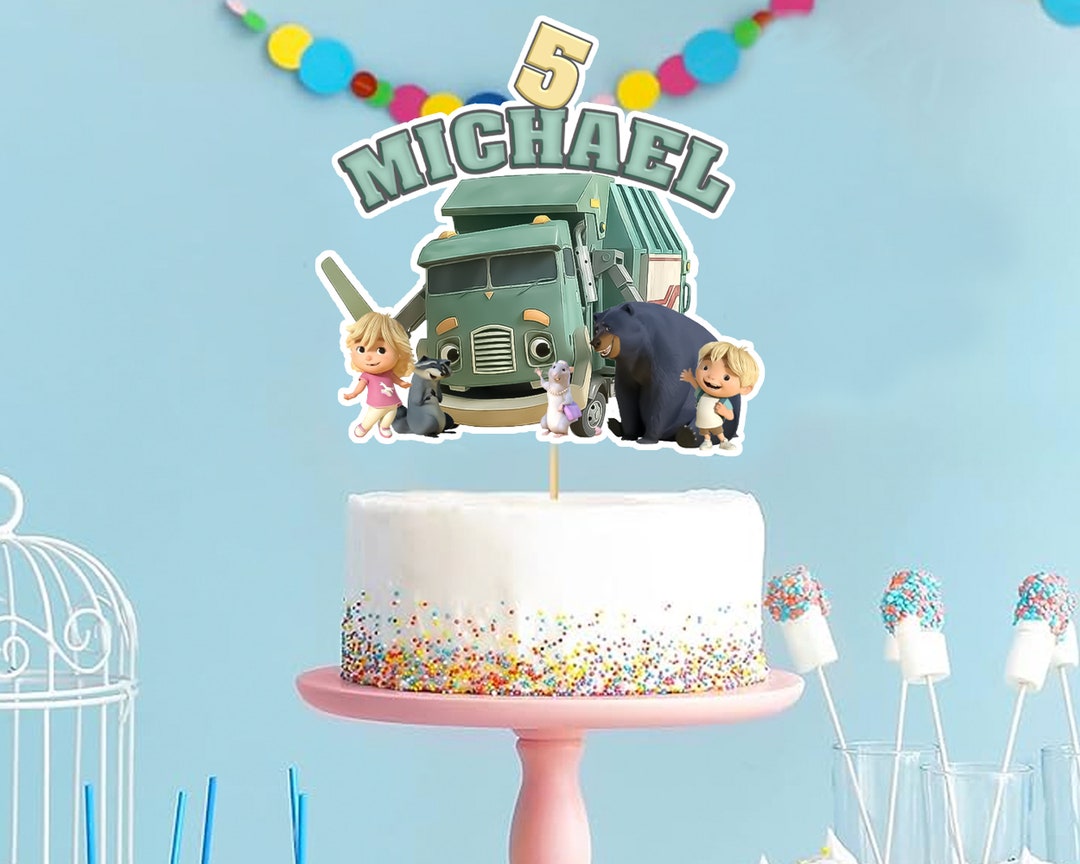Personalized Trash Truck Birthday Cake Topper - Digital File - Etsy