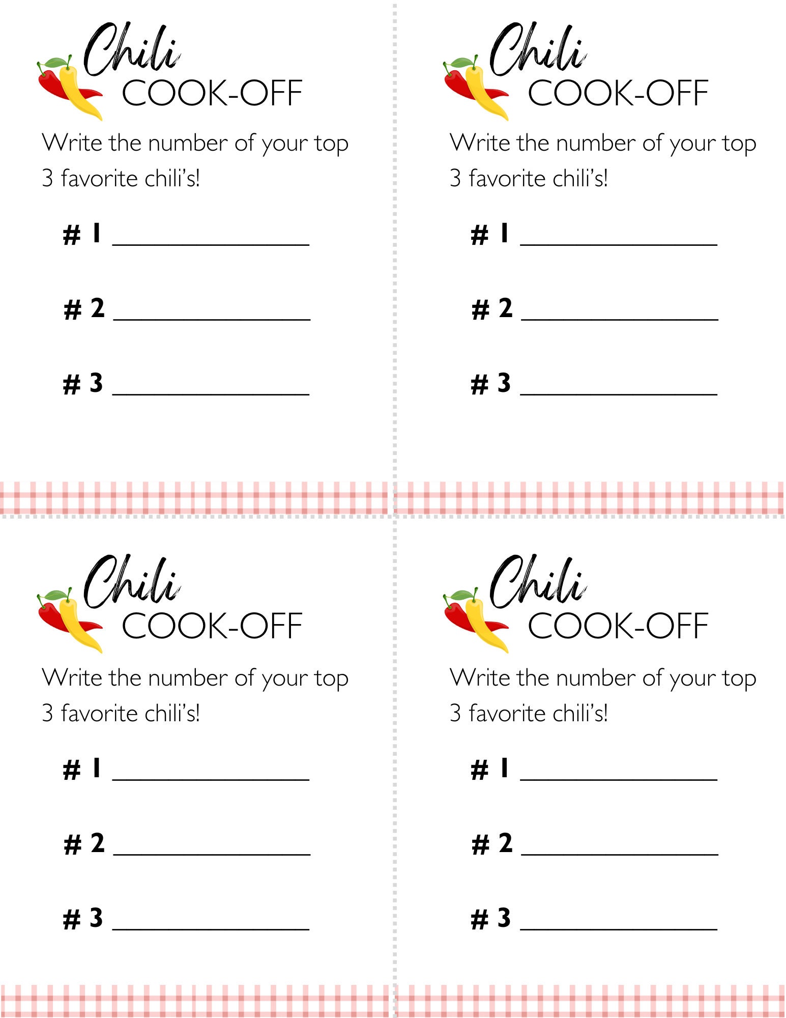 Chili Cook-off Printable Set - Etsy