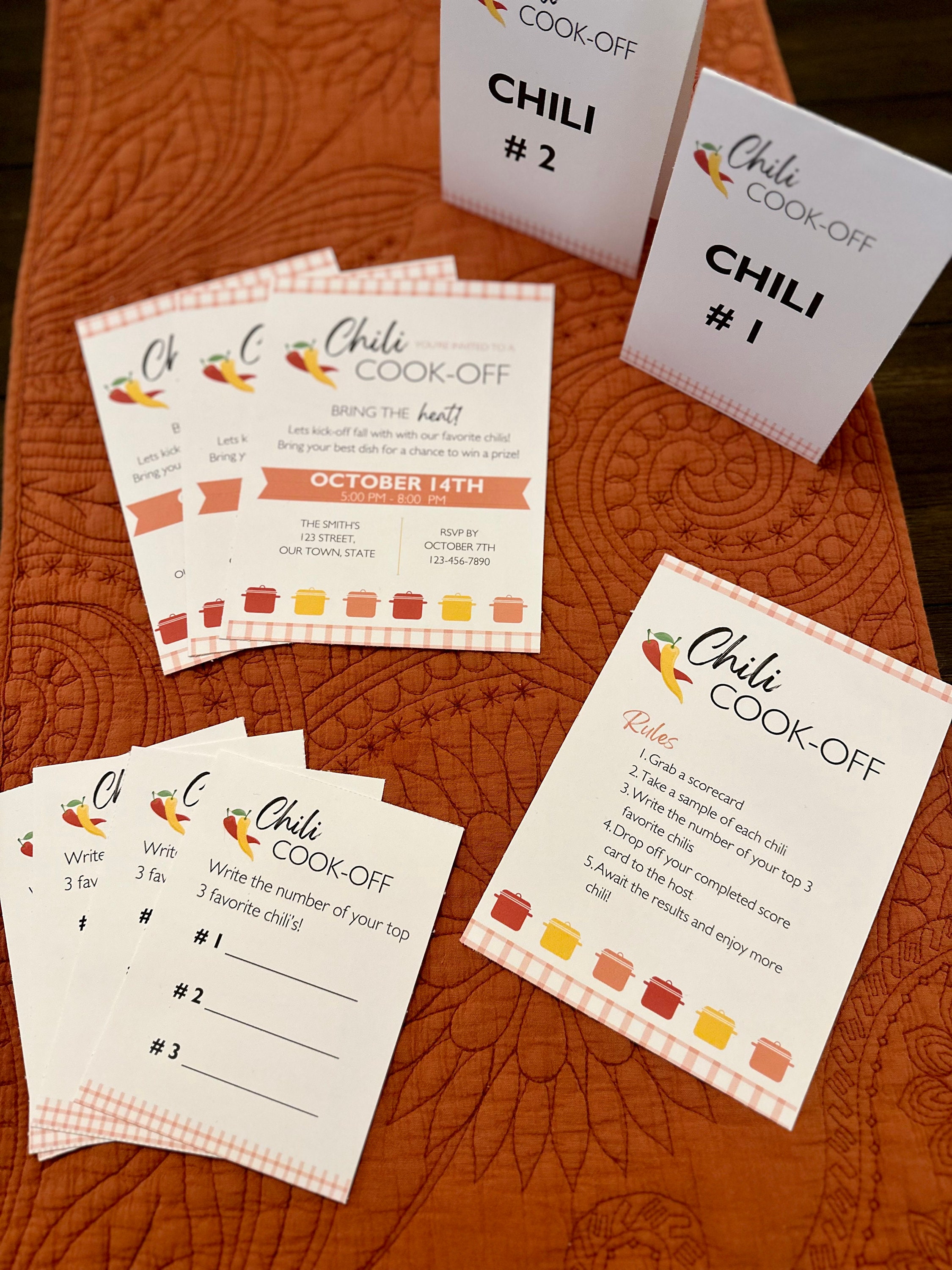 Chili Cook-off Printable Set - Etsy