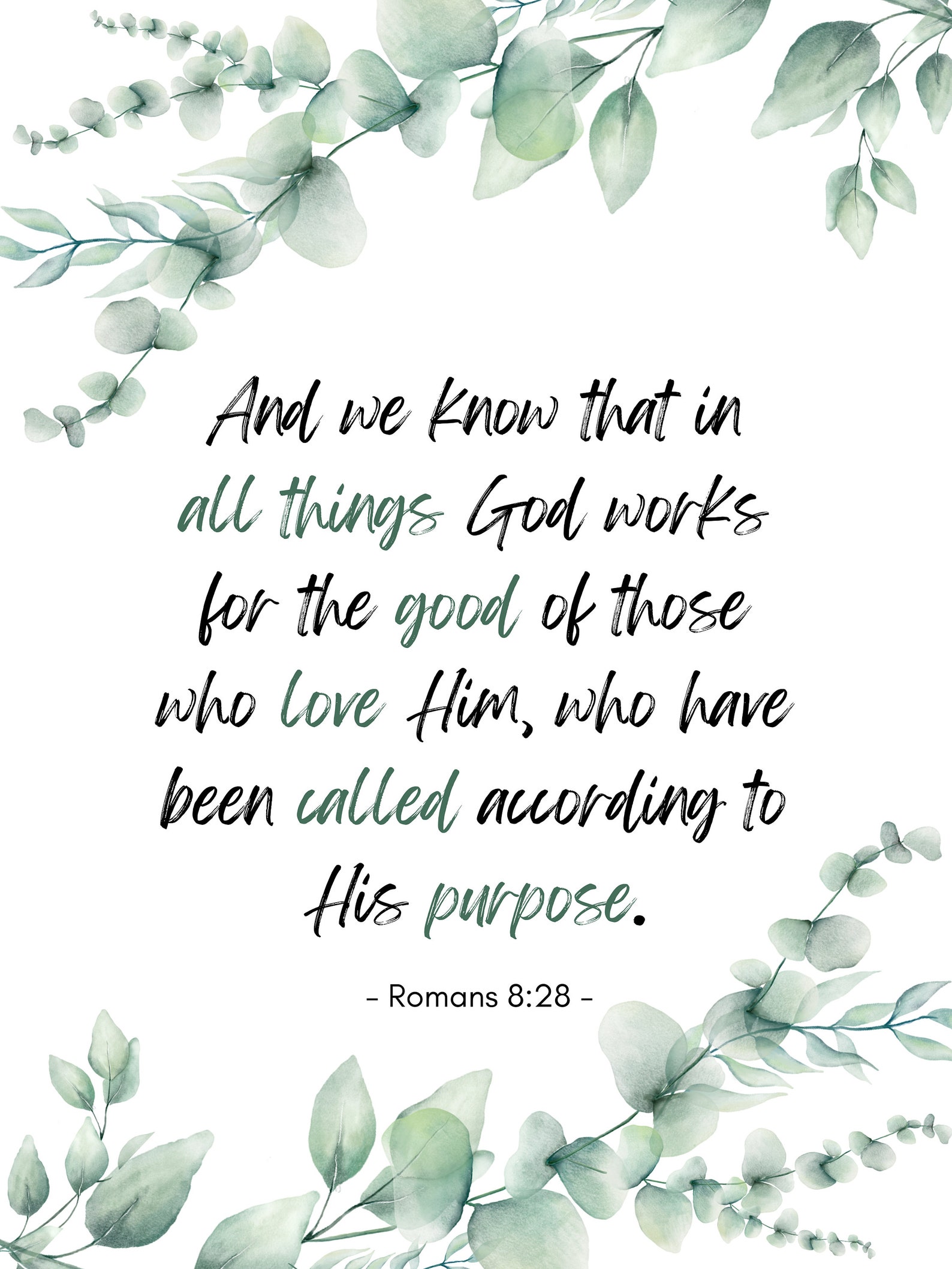 Romans 8:28 Printable Poster - Etsy