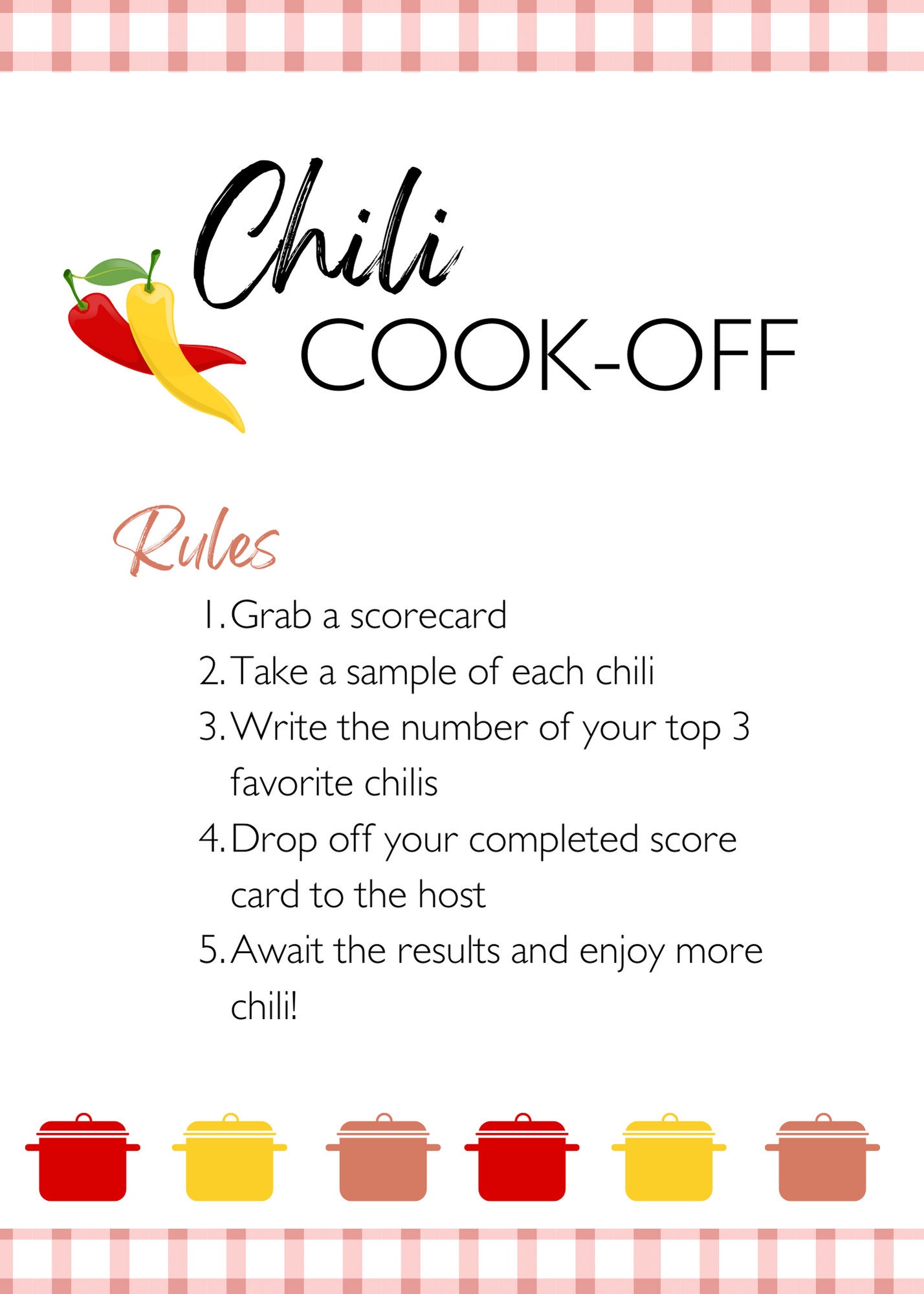 Chili Cook-off Printable Set - Etsy