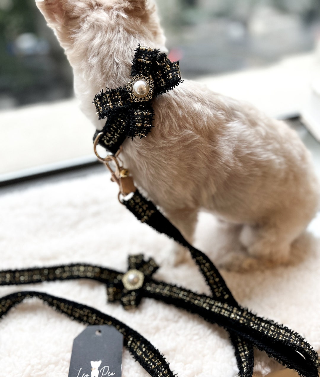 Dog Tweed Collar and Leash Set (with Pearl) - Etsy