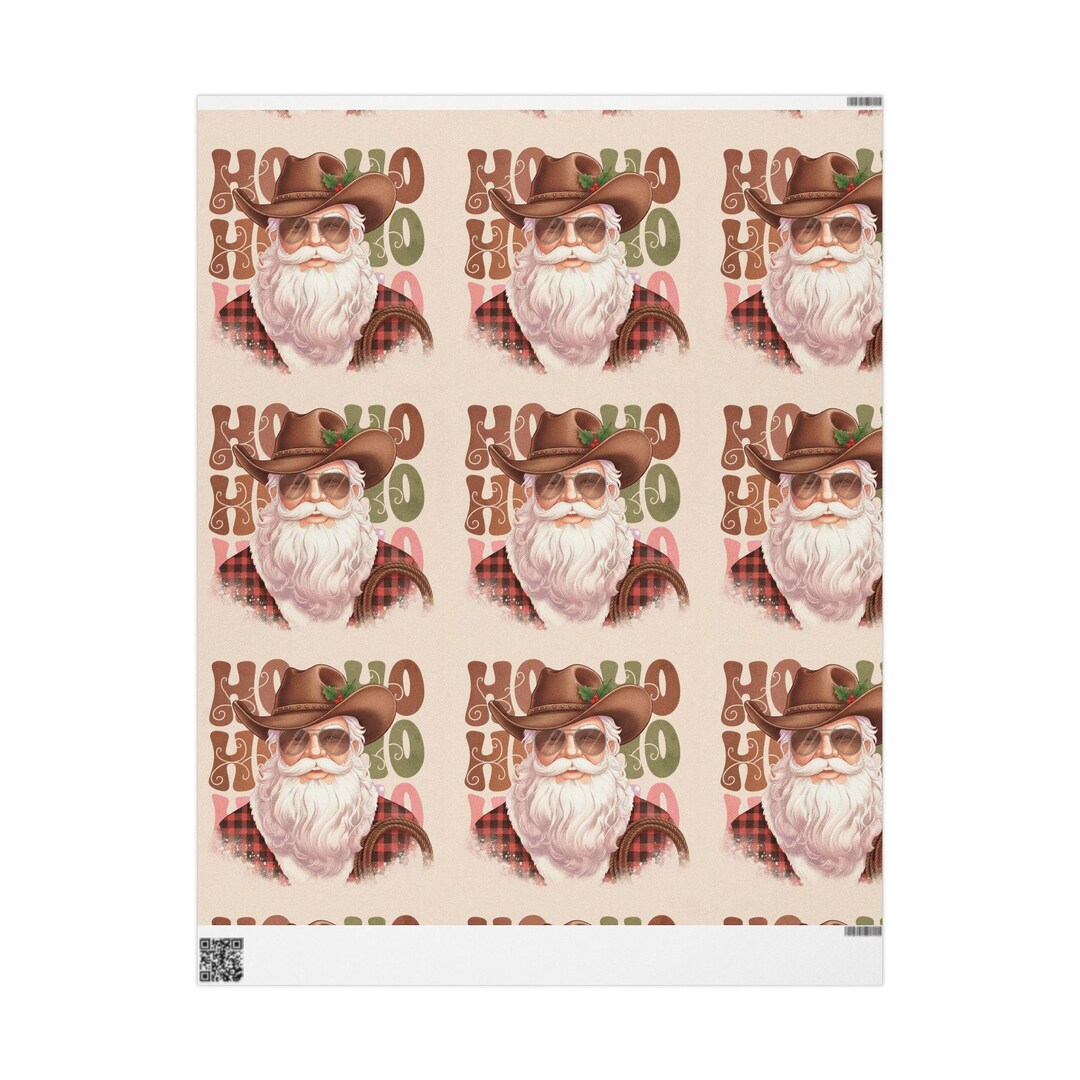 Cowboy Santa Wrapping Paper Rustic Western Christmas Gift Wrap - Etsy